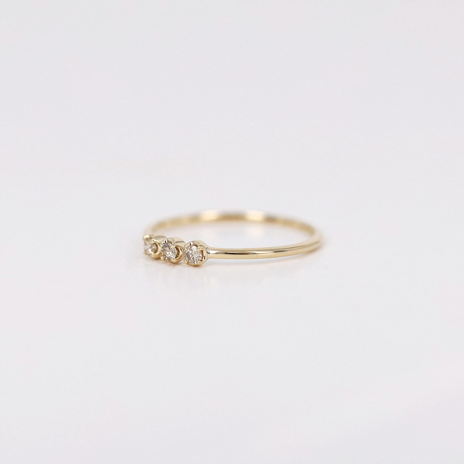 Triple Diamond Ring, Diamond Trio Wedding Band, Natural Diamond Wedding ...