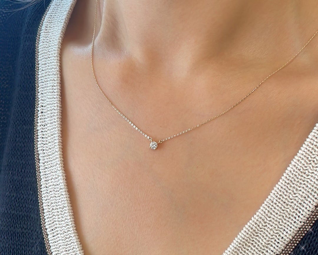 Diamond Necklace Diamond Solitaire Necklace Solitaire 4 - Etsy