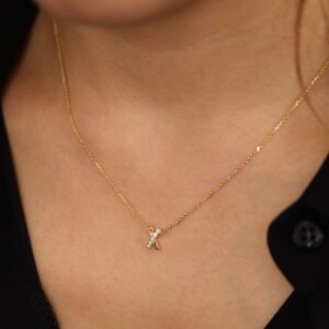 Criss Cross Natural Diamond Necklace / X Shape Charm Pendant Necklace ...