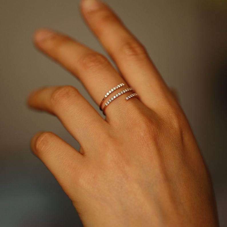 Diamond Spiral Ring, Screw Diamond Ring, Minimalist Diamond Ring ...