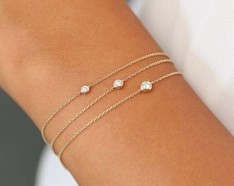 Solitaire Bracelet Gold Diamond - Etsy