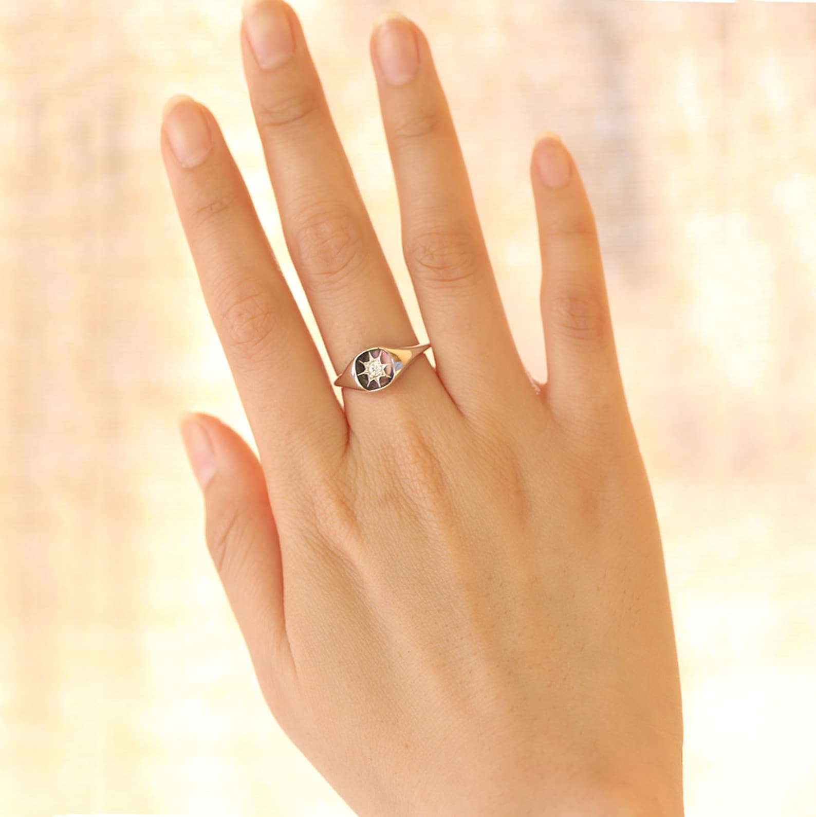 Polaris Signet Ring Diamond Signet Ring Pinky Signet Ring - Etsy