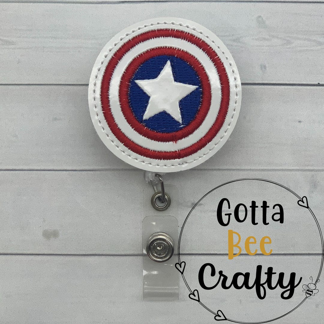 Captain America Badge Reel: Embroidered Swappable ID Accessory - Etsy