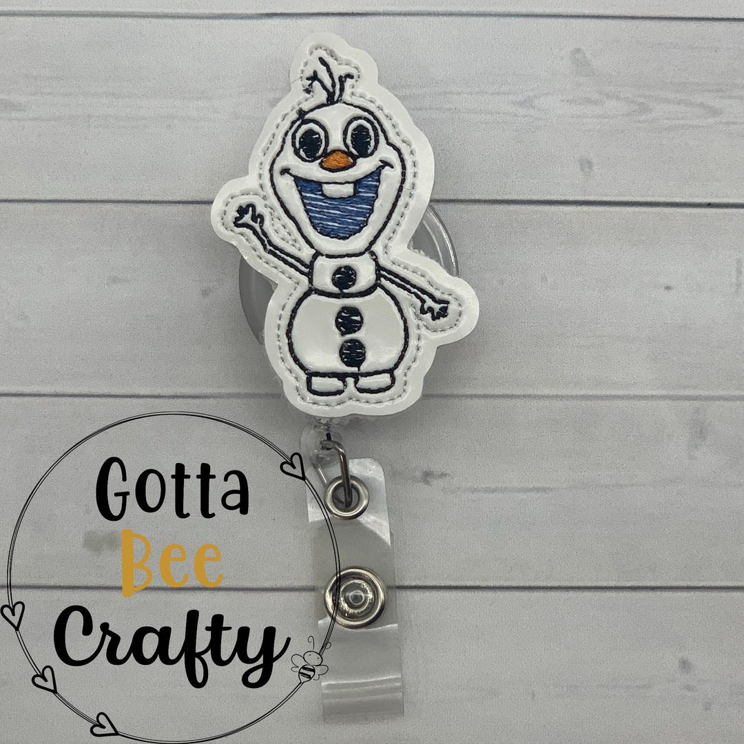 Snowman Swappable ID Badge Reel: Embroidered Vinyl Accessory - Etsy