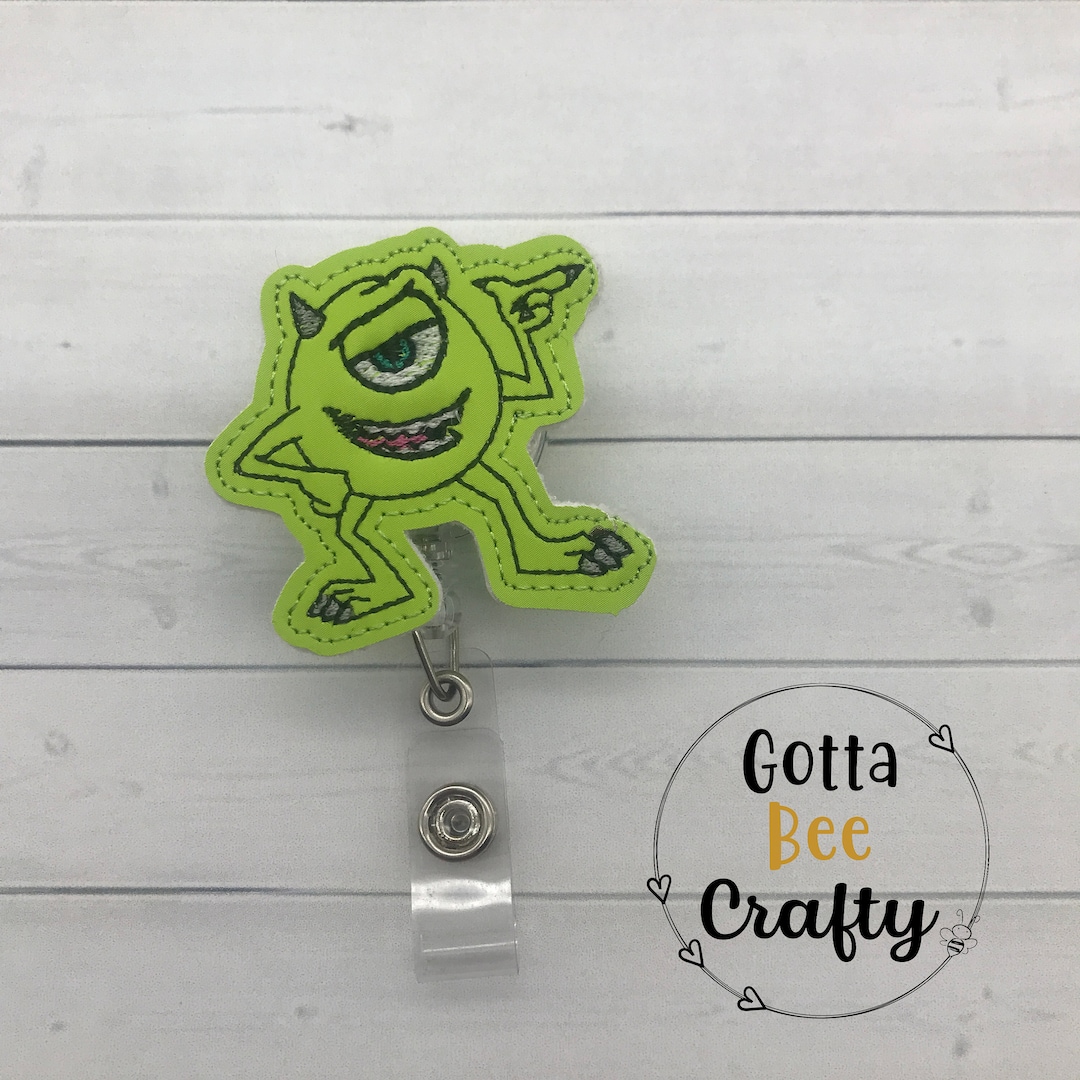 One Eye Monster Swappable ID Badge Reel: Embroidered Vinyl Accessory - Etsy