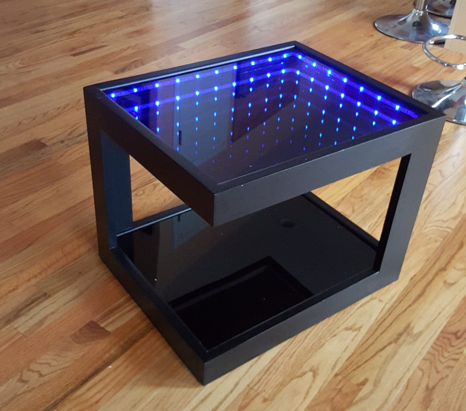 Black Coffee Table With Cool Illusion Lights, Featuring Infinity Mirror ...