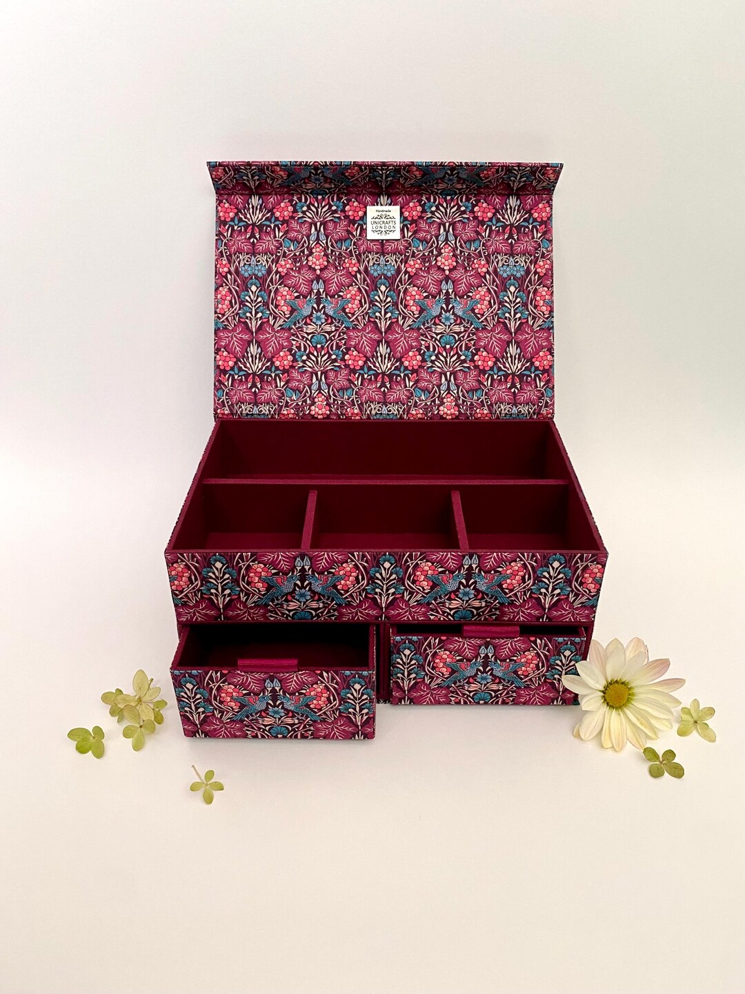 Handmade Liberty’s Vine Thief Box: Fabric Jewellery Organiser With ...