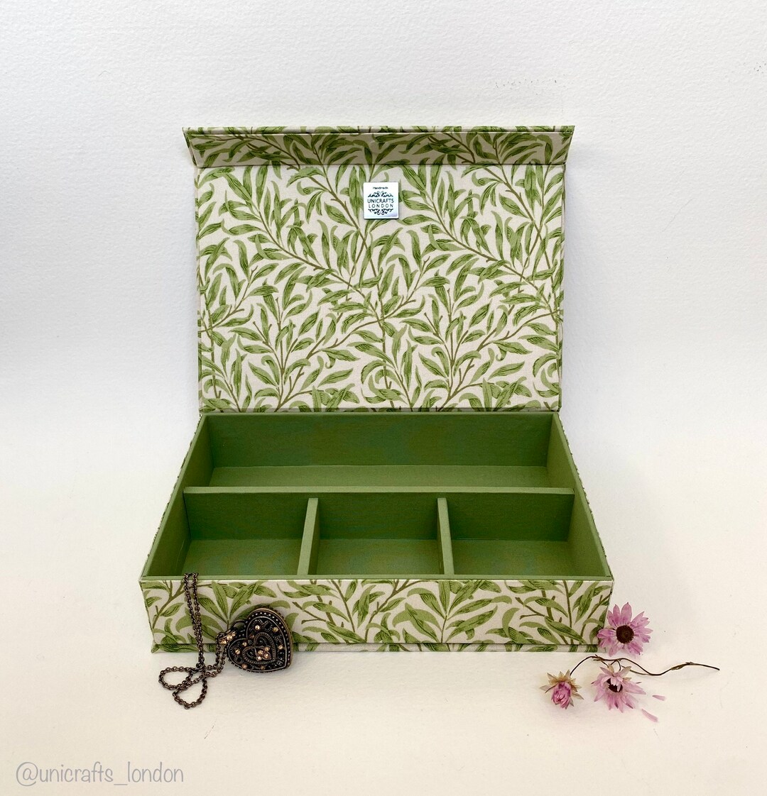 Green Willow Handmade Box • William Morris Fabric • Fabric Covered ...