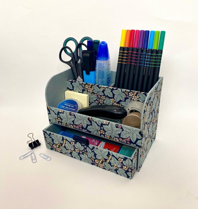 Handmade Bramble Desk Tidy: William Morris Fabric Stationery Organiser ...