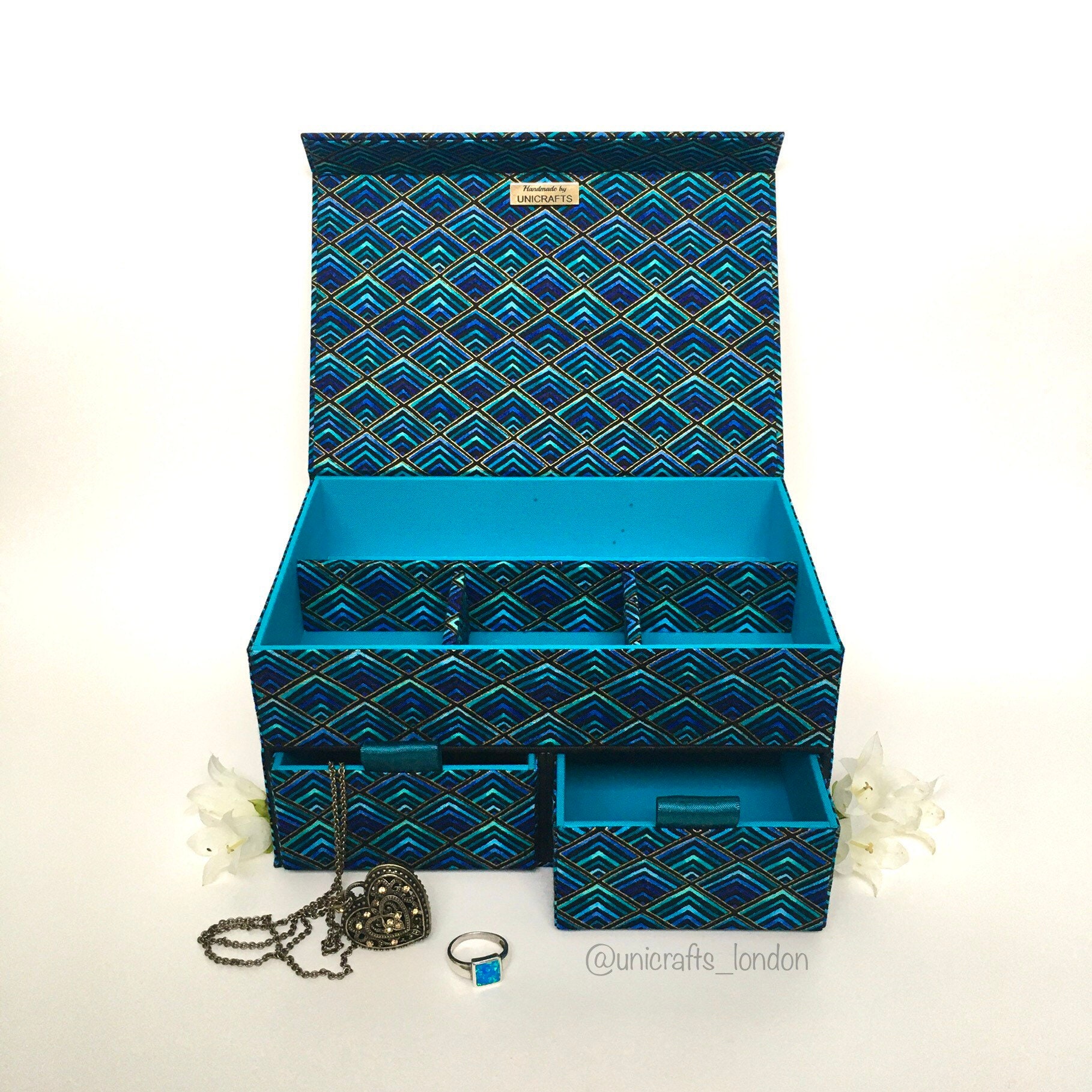 Diamond Geo Handmade Organiser Fabric Covered Multipurpose | Etsy