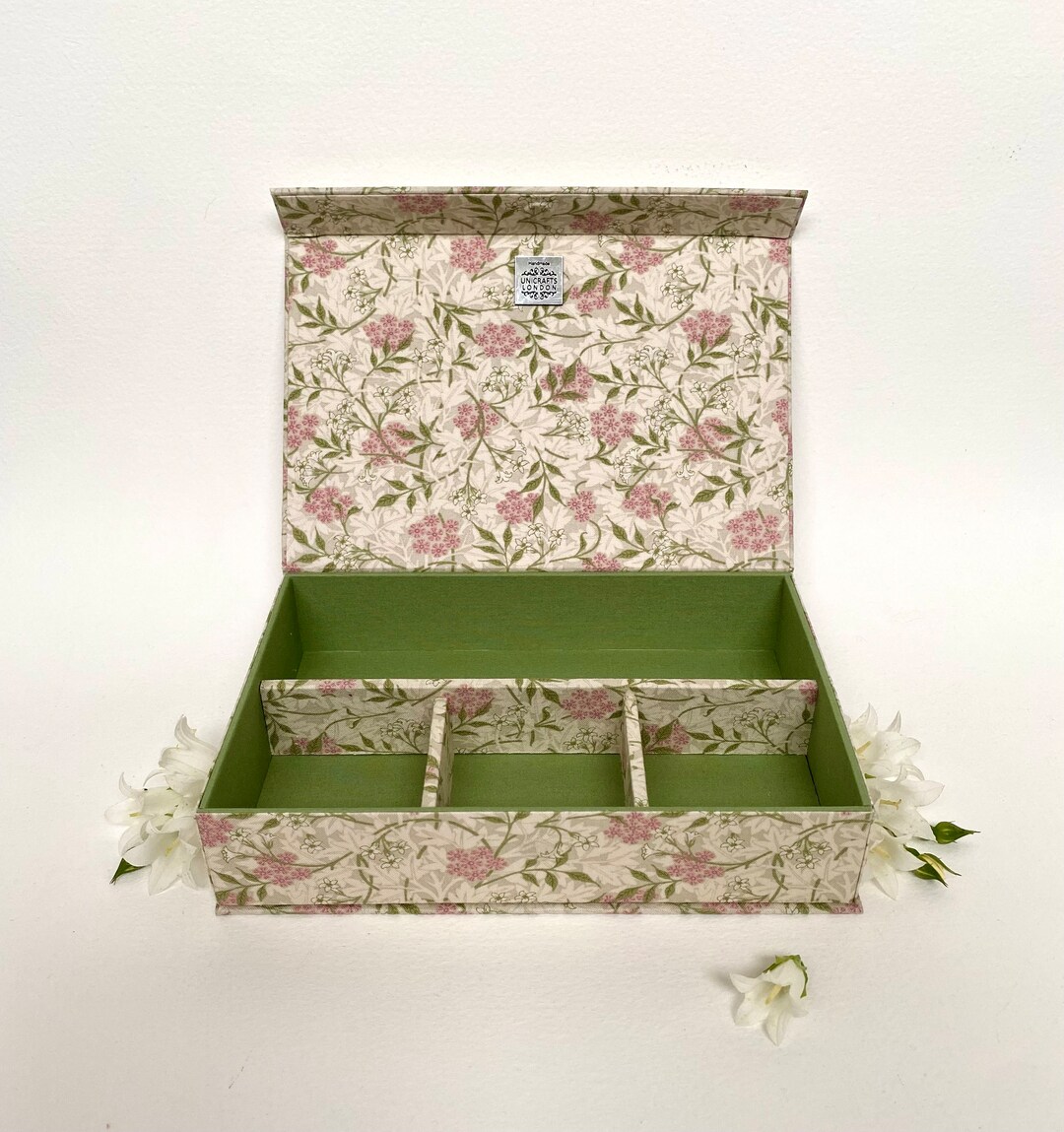 Handmade William Morris Pink Jasmine Box: Fabric Organiser With ...