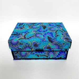 Golden Peacock Handmade Box Fabric Covered Magnetic Closure ...