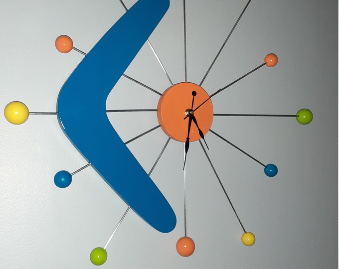 Retro Atomic Mid-century Spindle Clock 21.5x19.5 - Etsy