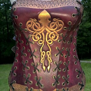 Leather Corset with Tooled Kraken Celtic Knot | Etsy