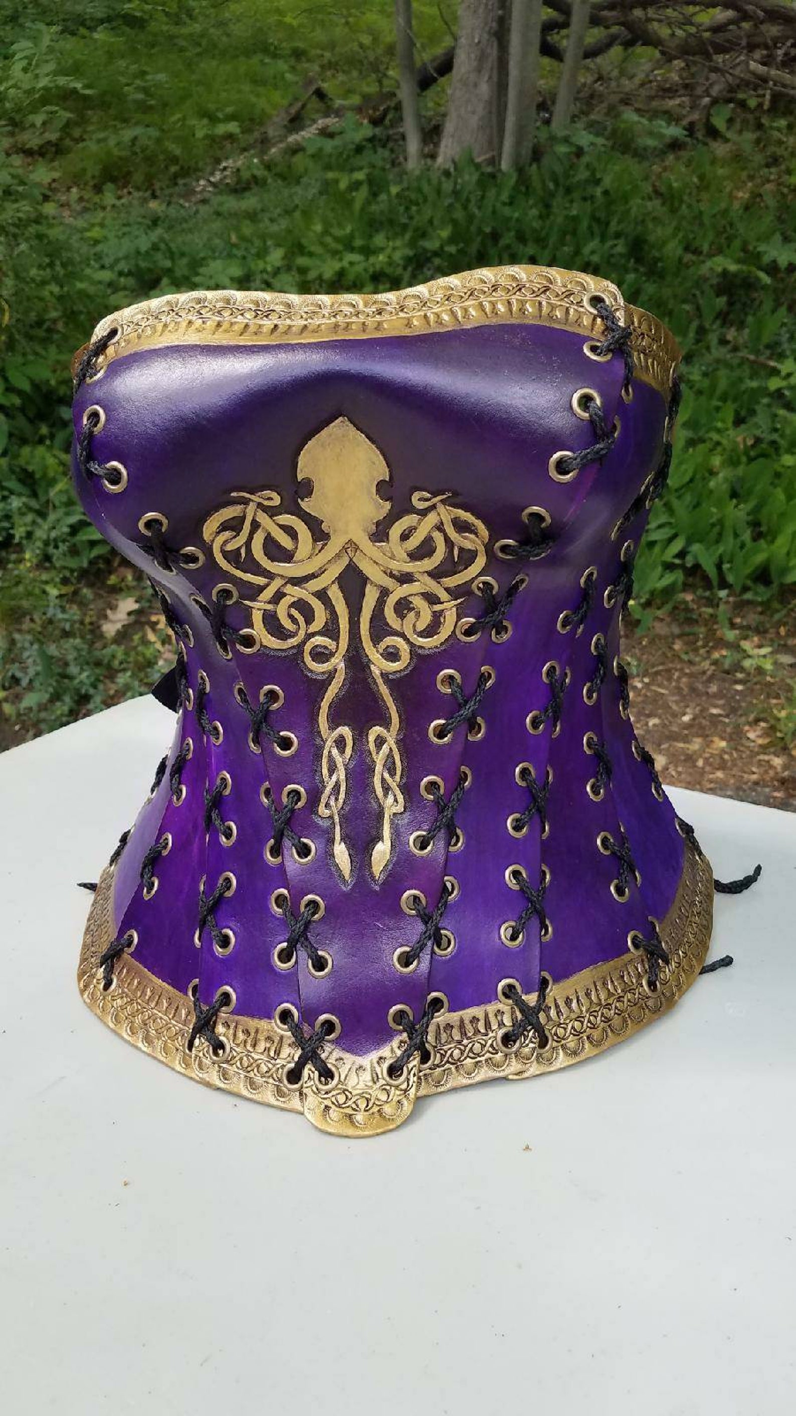 Leather Corset with Tooled Kraken Celtic Knot | Etsy