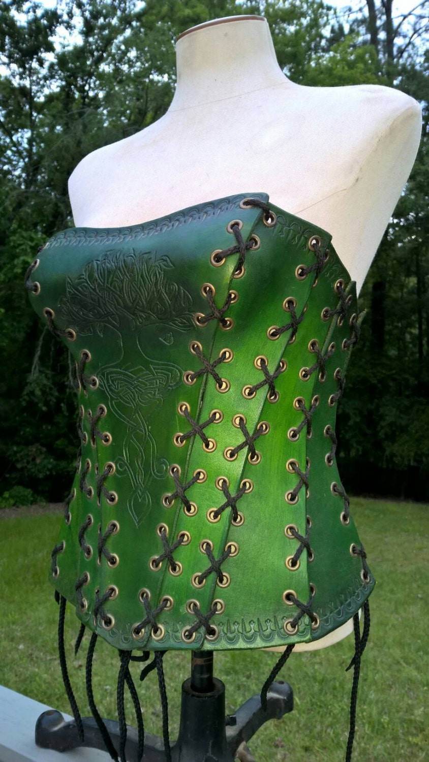 Leather Corset with Tooled Celtic Tree of Life | Etsy