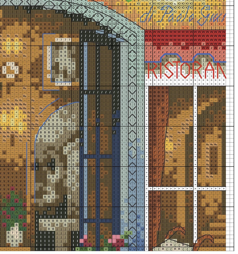 European Bistro Cross Stitch Pattern - Etsy