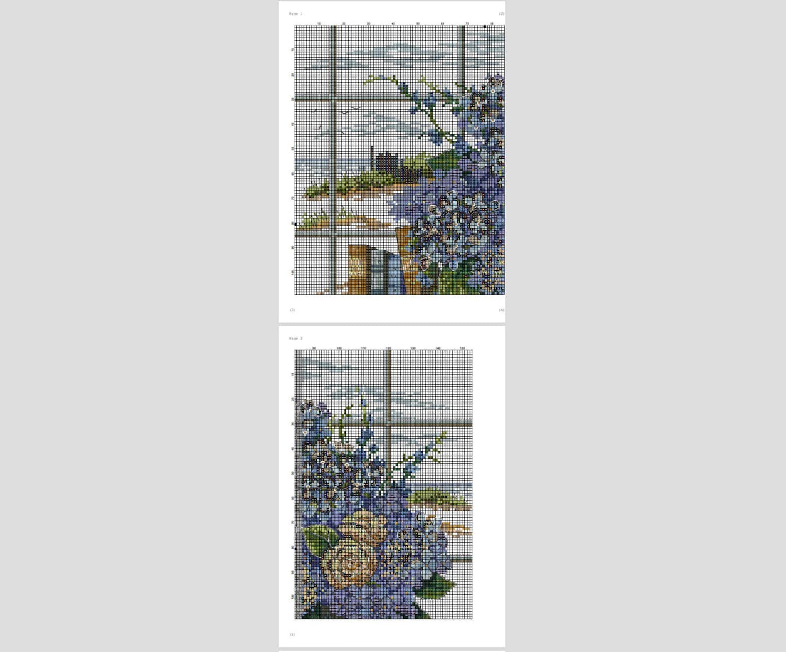 Hydrangeas and Shells Cross Stitch Pattern - Etsy