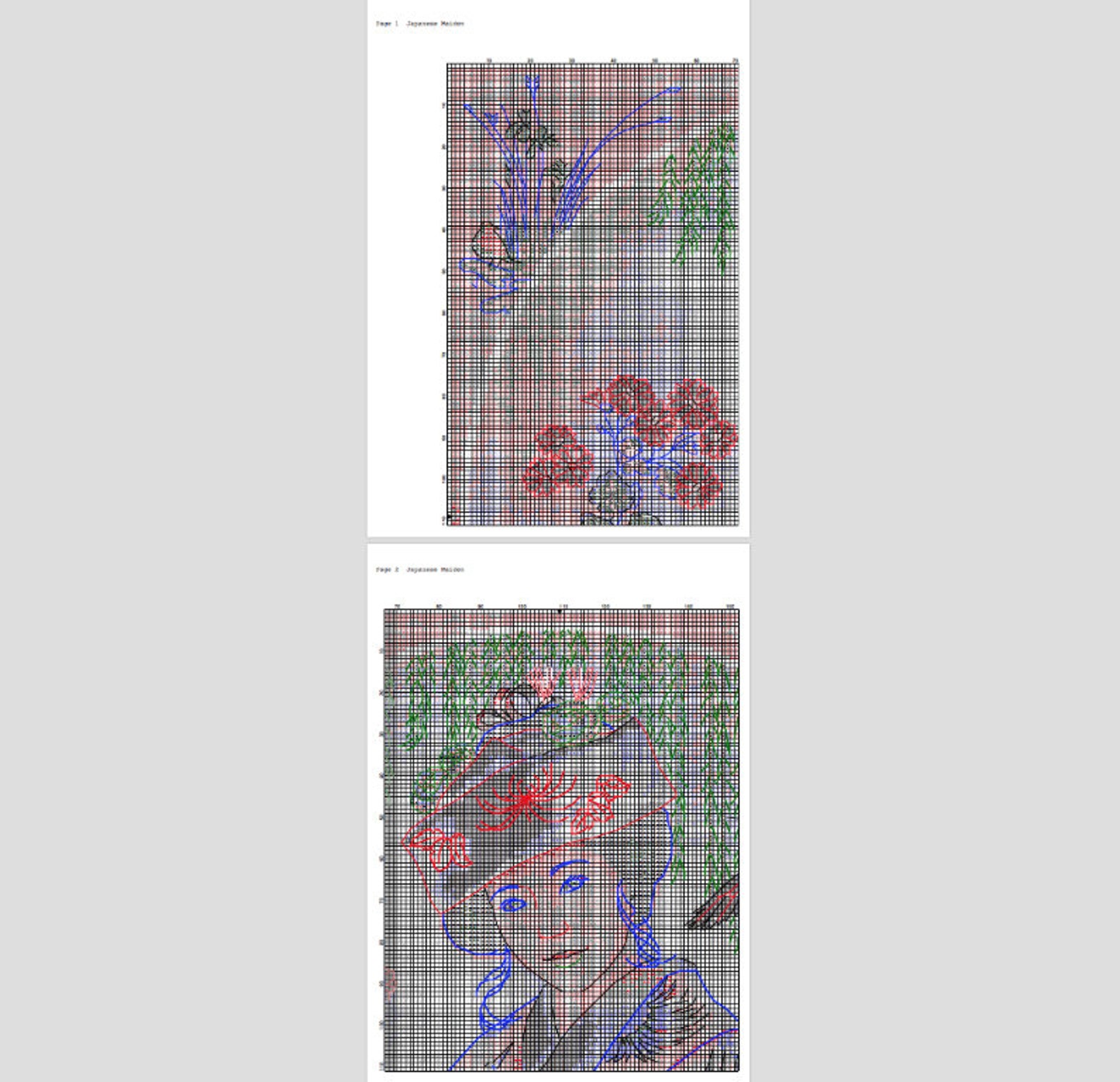 Japanese Maiden Cross Stitch Pattern - Etsy