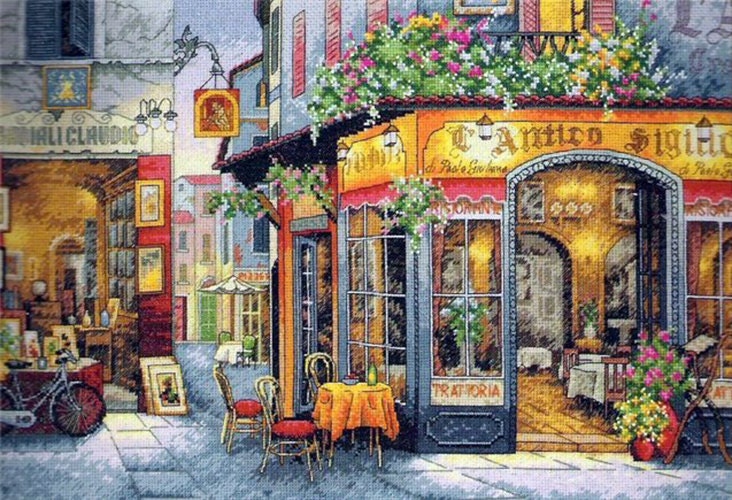 European Bistro Cross Stitch Pattern - Etsy