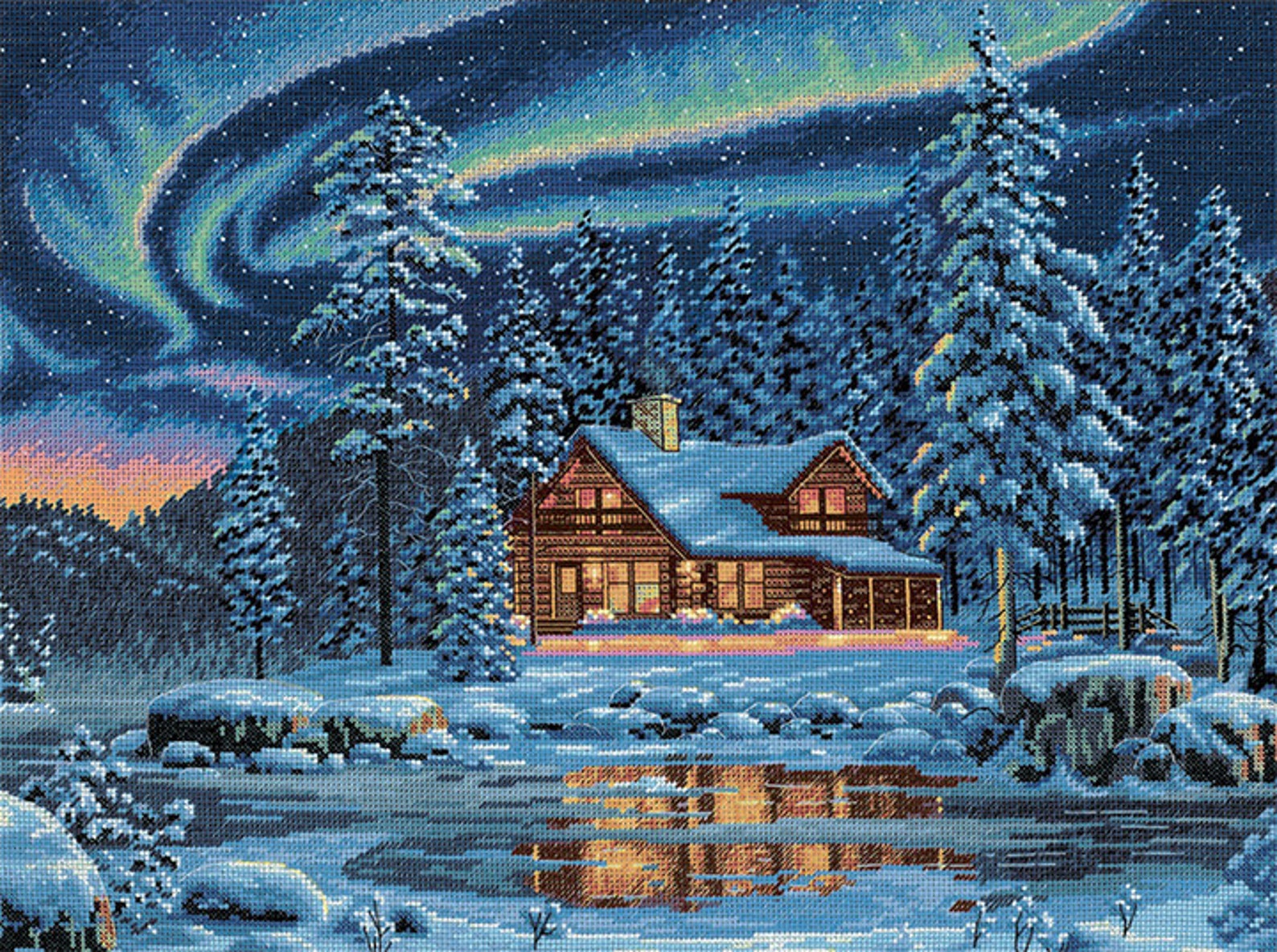 Aurora Cabin Cross Stitch Pattern - Etsy