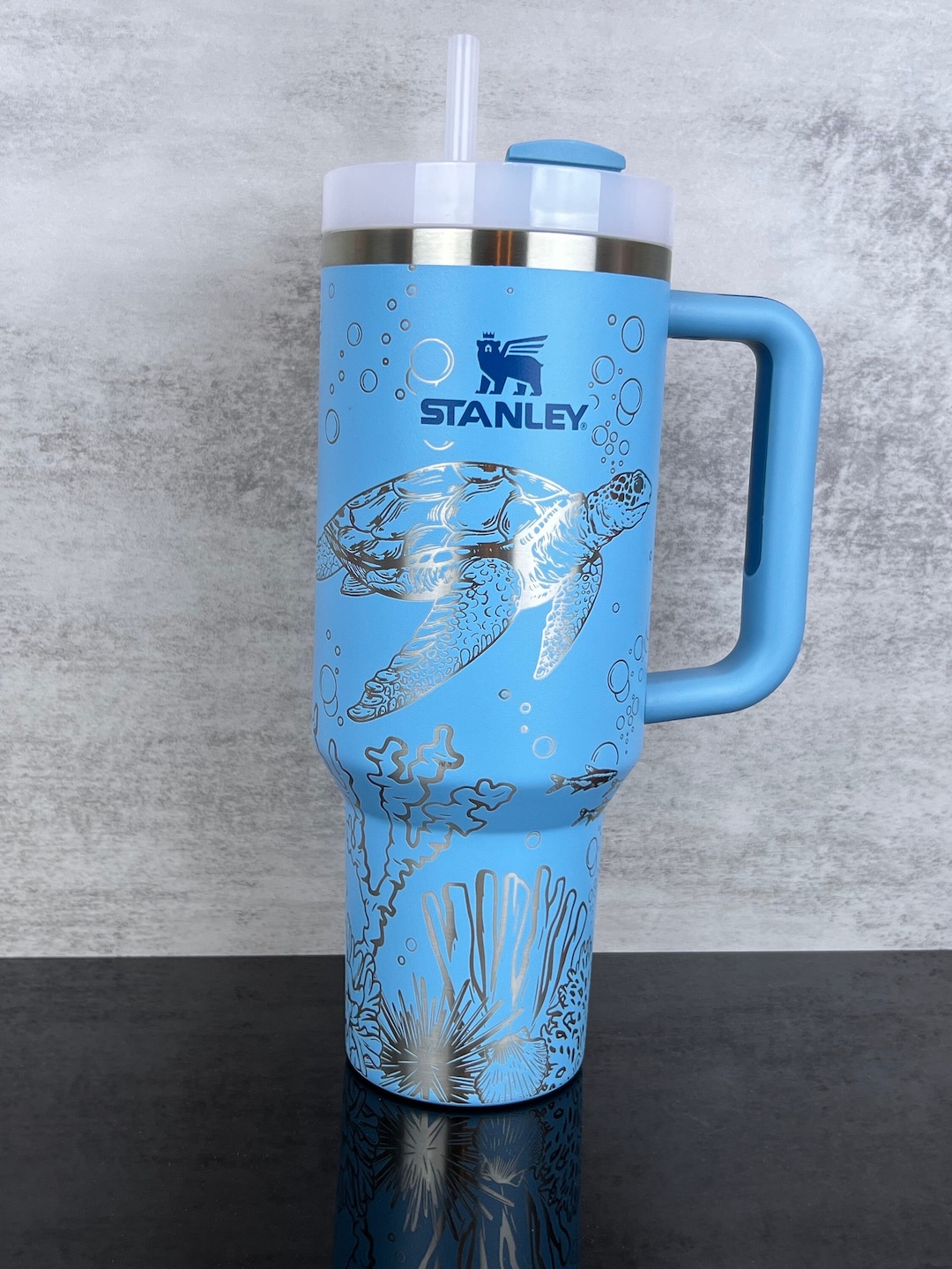 Sea Turtle Laser Engraved 40 Oz Tumbler, Ocean Scene Tumbler, Ocean ...