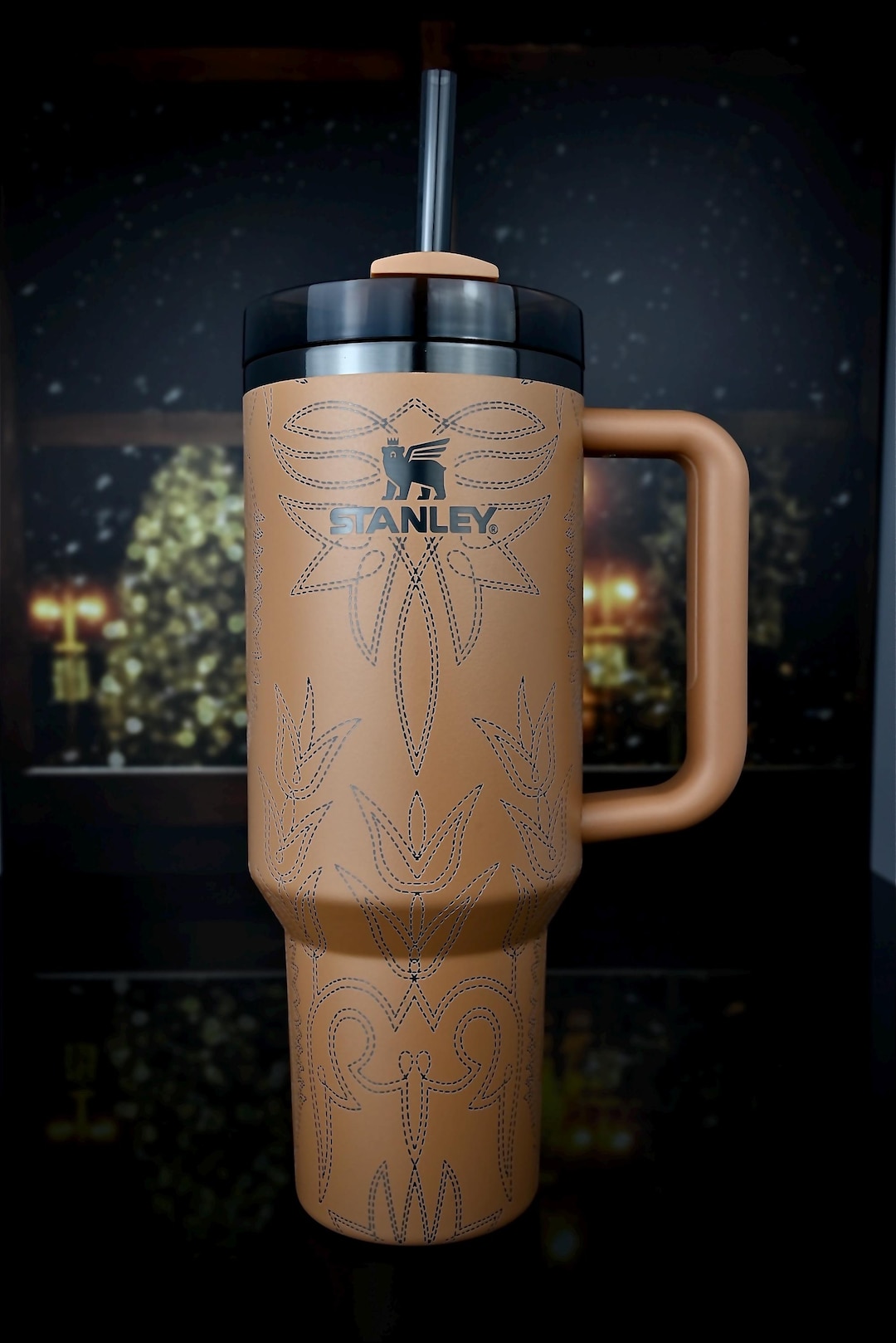 Camel 40oz Authentic Stanley, Western Boot Stitching Engraved Stanley ...