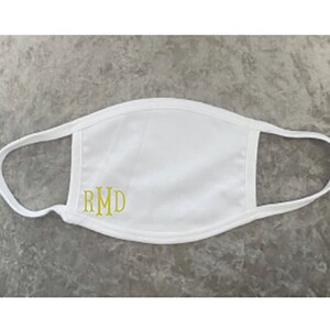 WHITE | Personalized | Small Monogram | Face Mask - Etsy
