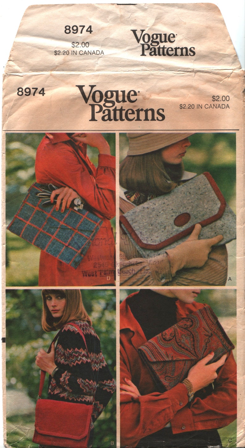 Vogue 8974 Envelope Bags 1974 UNCUT - Etsy