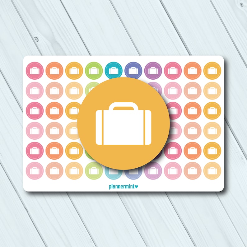 Briefcase Planner Stickers: Work Travel Icons (matte or Glossy) - Etsy