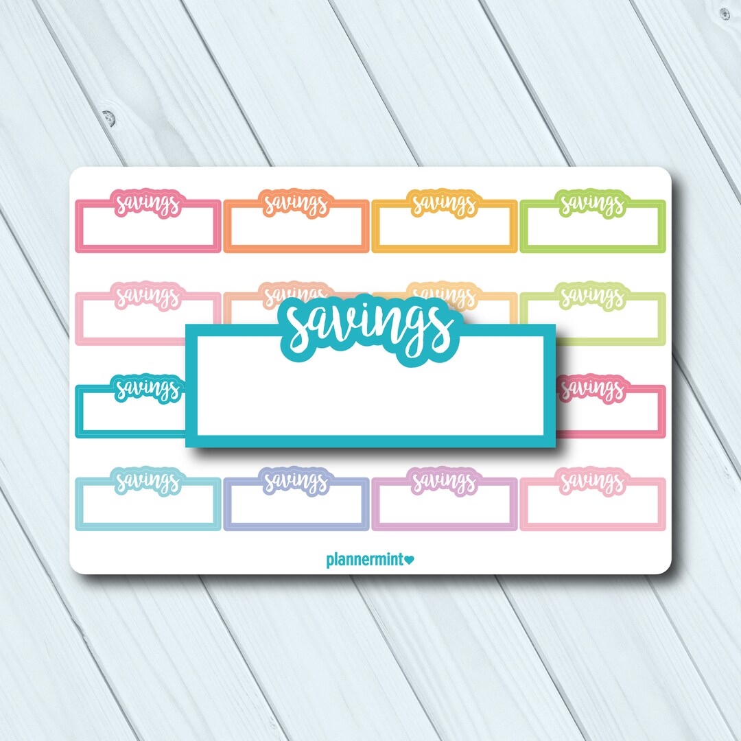 Savings Planner Stickers: Fillable Script Tracker (matte or Glossy) - Etsy