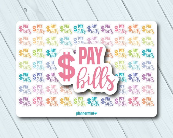 Bill Due Planner Stickers Pay Bills Word Stickers Erin - Etsy