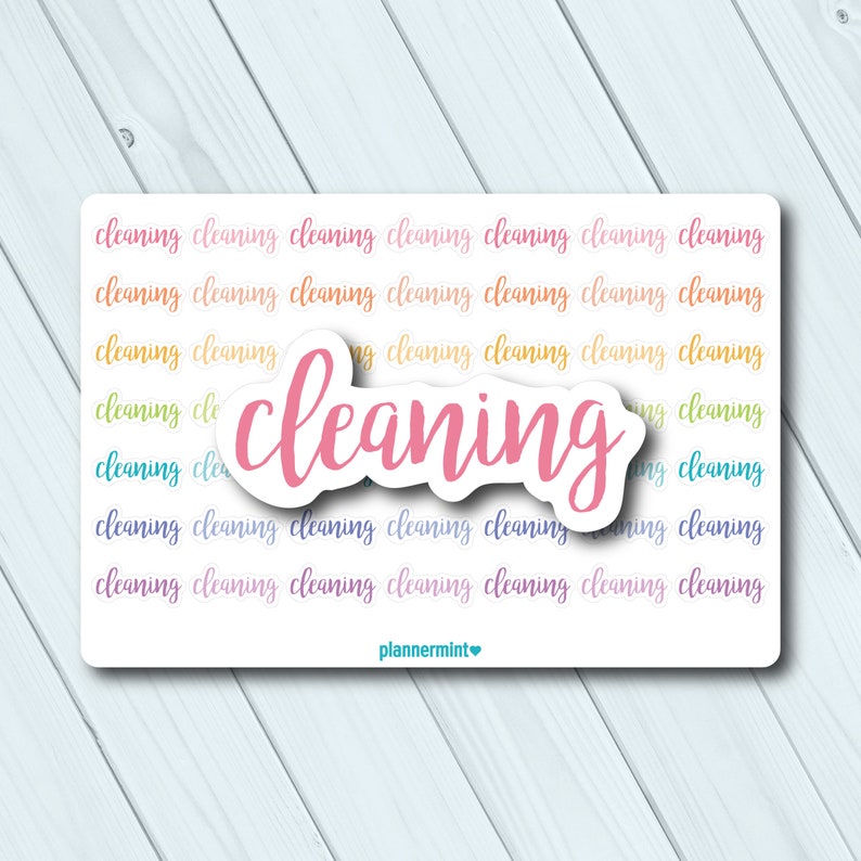 Cleaning Planner Stickers Cleaning Stickers Word Outline | Etsy