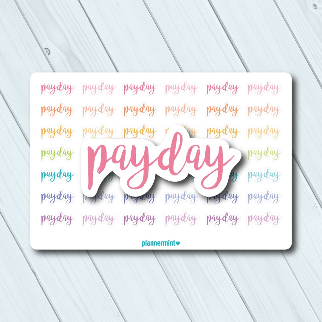 Payday Script Planner Stickers - Multicolor Word Outlines (matte or ...