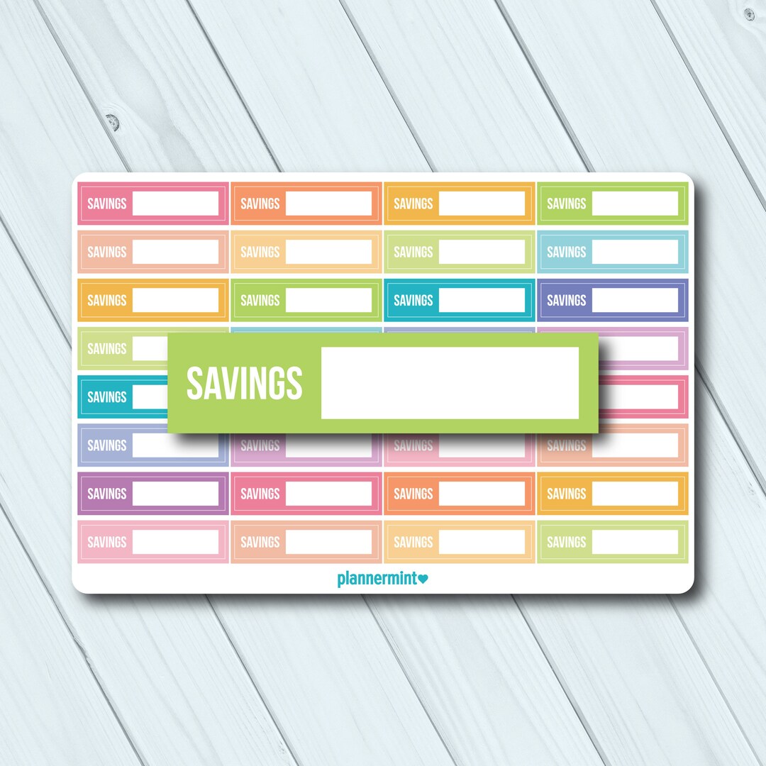 Savings Planner Stickers: Fillable Tracker, Finance Stickers - Etsy