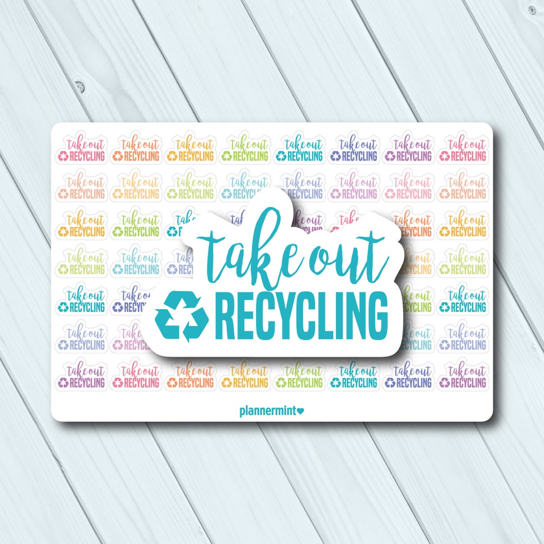 Recycling Planner Stickers - Recycle - Trash - Word Stickers - Erin ...