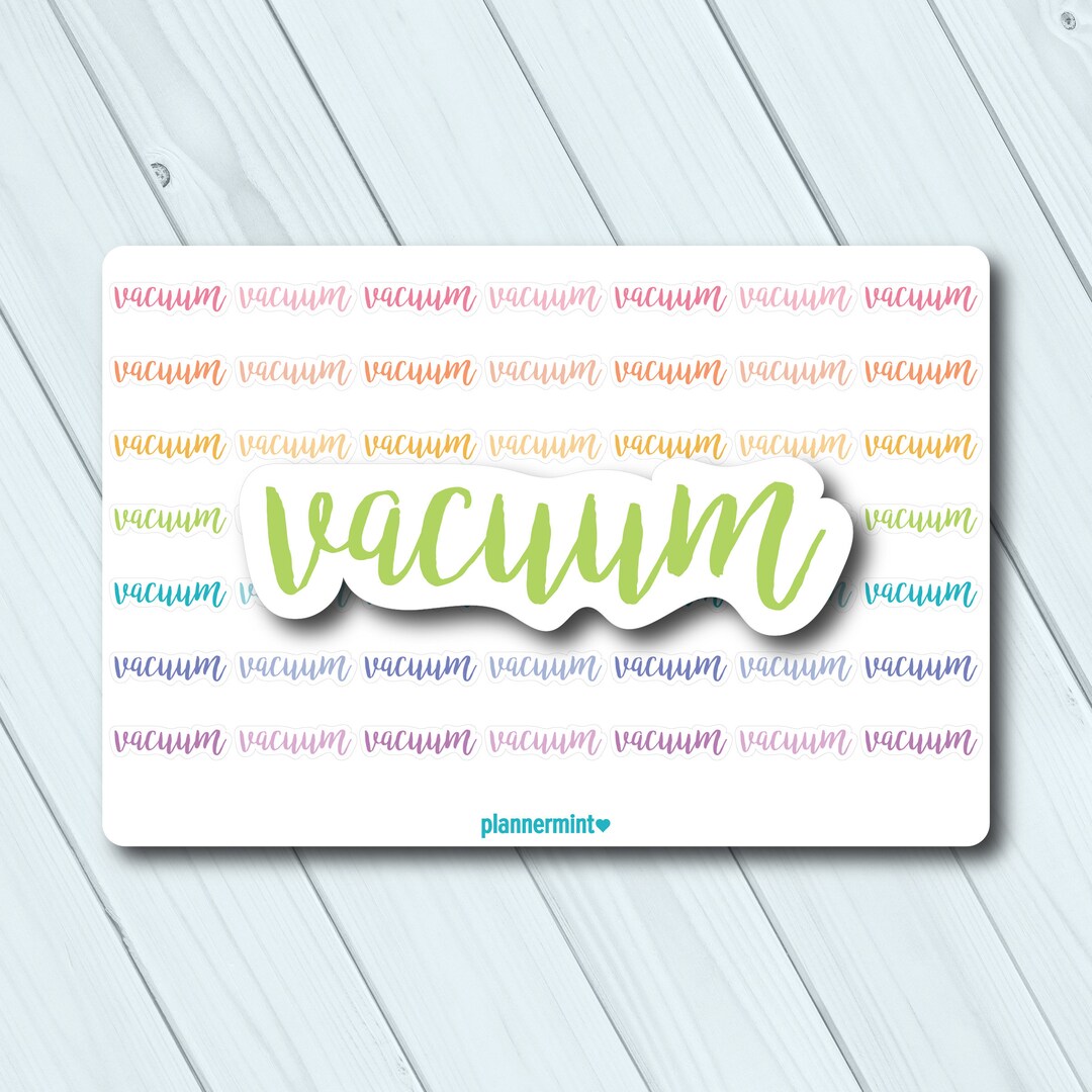 Vacuum Planner Stickers: Word Outline, Cleaning Chores (matte or Glossy ...