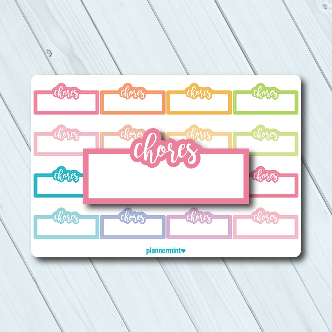 Chores Planner Stickers: Fillable Tracker, Cleaning, Housework (matte ...