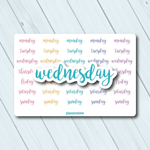 Days of the Week Script Text Planner Stickers Printable Week - Etsy Canada