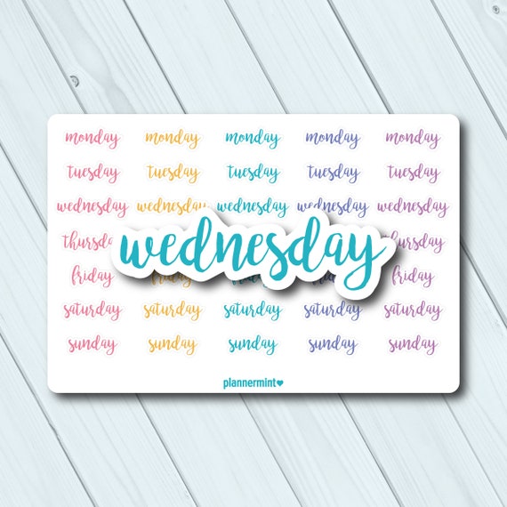 Days of the Week Planner Stickers Word Outline Erin | Etsy