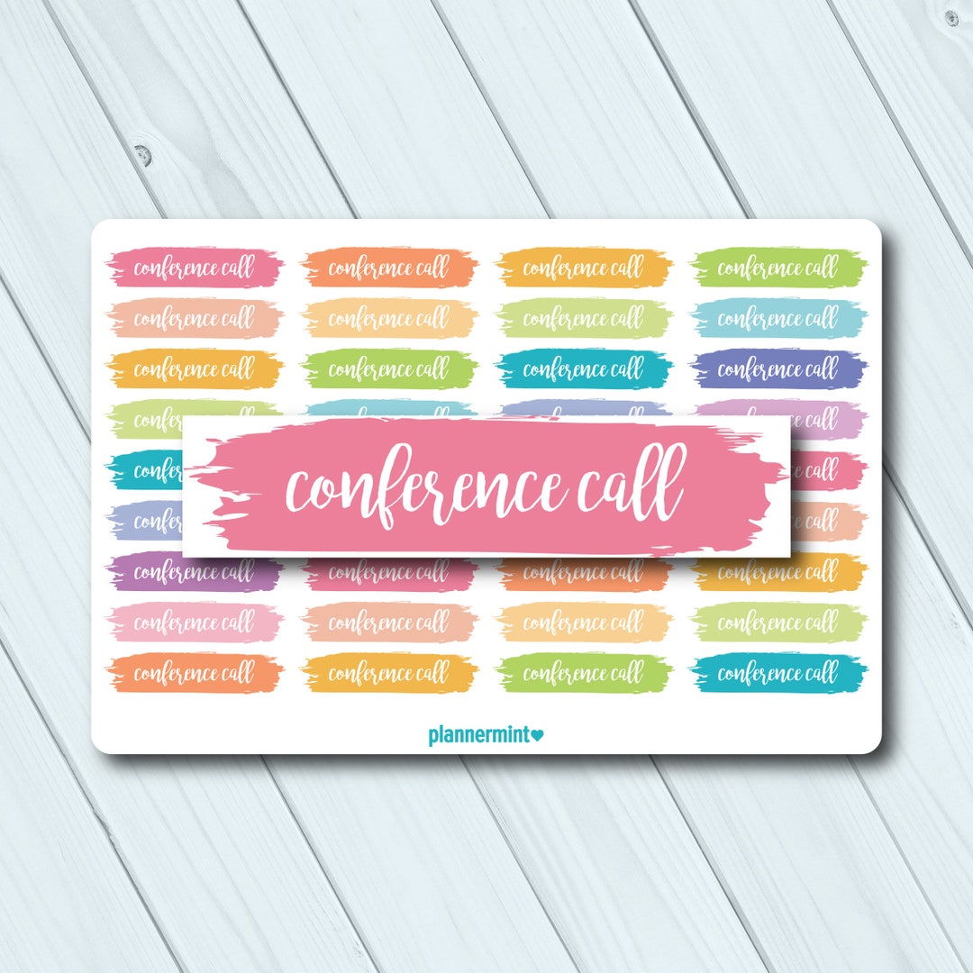 Conference Call Planner Stickers - Script Brush Strokes - Erin Condren ...