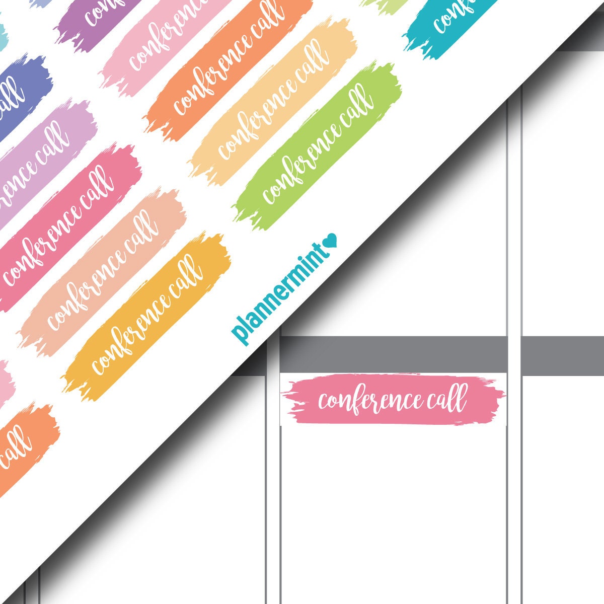 Conference Call Planner Stickers Script Brush Strokes Erin | Etsy