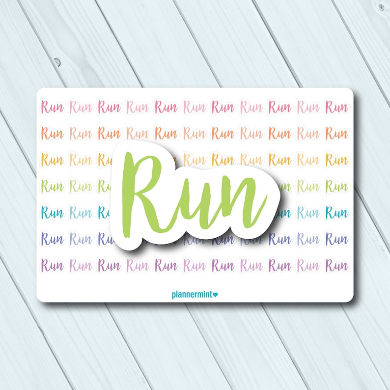 Run Planner Stickers: Word Outline, Exercise, Cardio (matte or Glossy ...