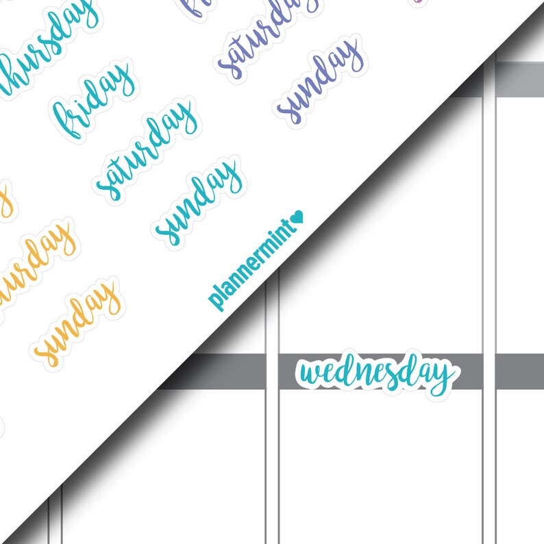 Autocollants Days of the Week Planner Word Outline Erin - Etsy France