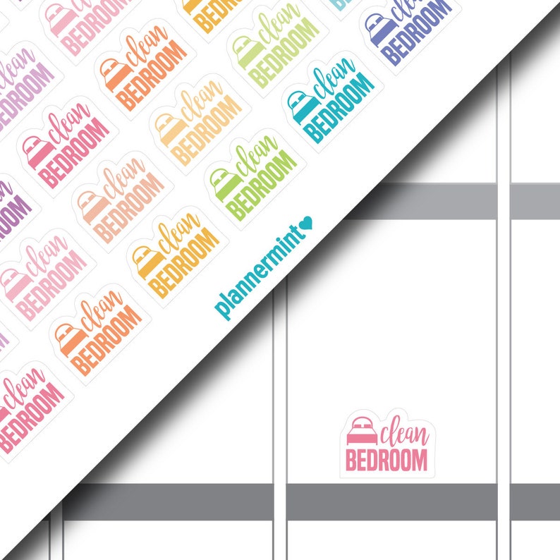 Clean Bedroom Planner Stickers Cleaning Stickers Word - Etsy