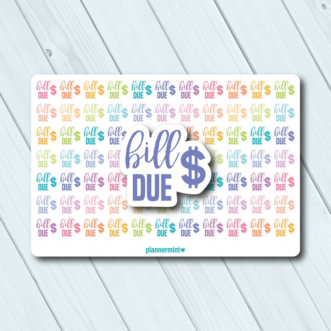 Bill Due Planner Stickers: Budget Planning (matte or Glossy) - Etsy