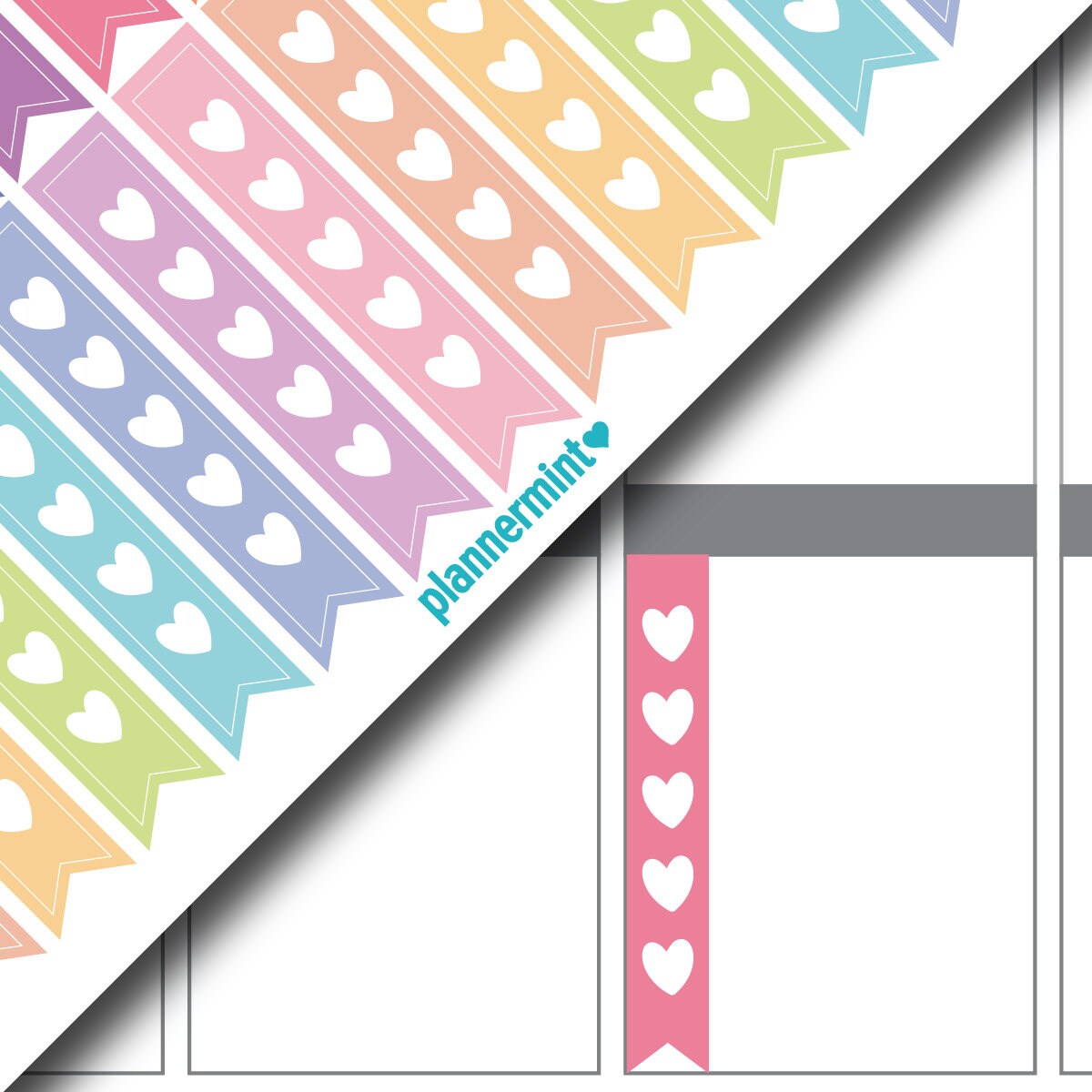Heart Checklist Planner Stickers Long Flags Erin Condren - Etsy
