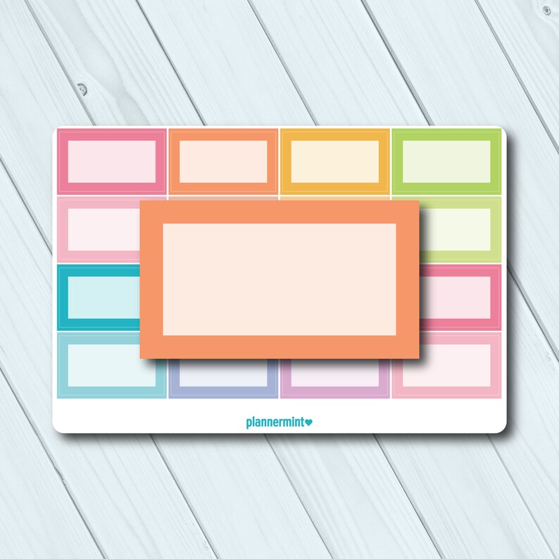 Half Box Planner Stickers: Solid Border, Writeable (16 Ct, Matte or ...