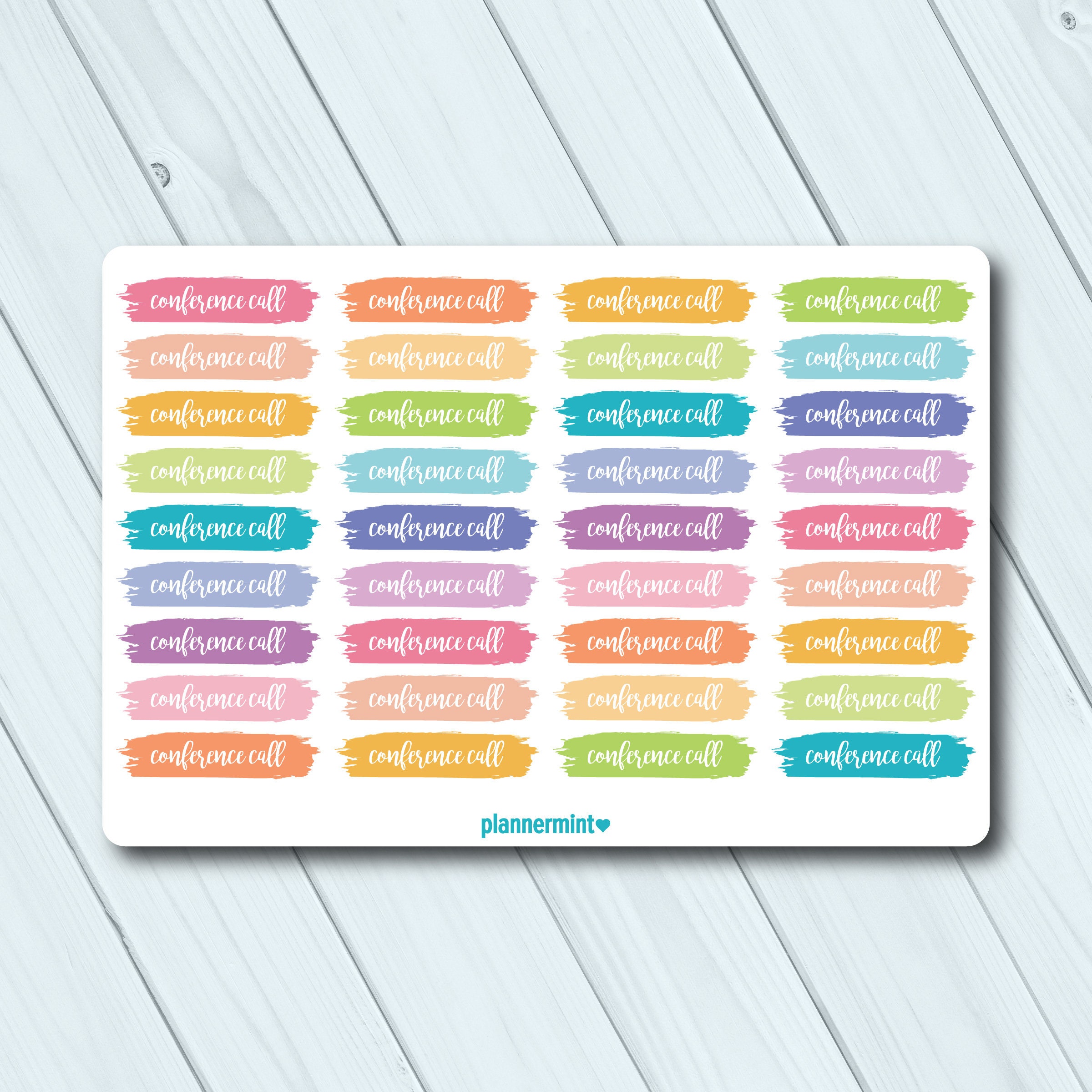 Conference Call Planner Stickers Script Brush Strokes Erin - Etsy