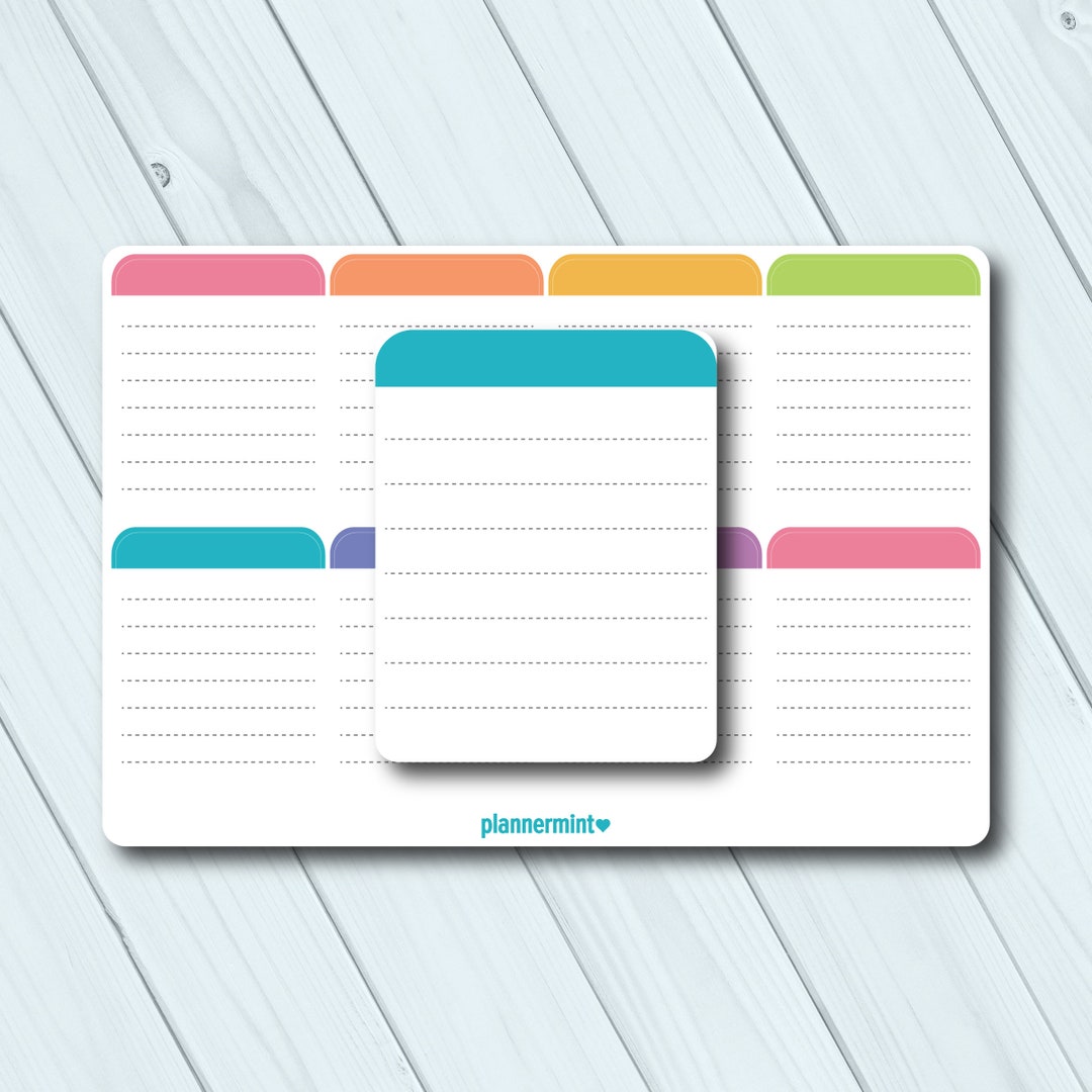 Lined Full Box Planner Stickers: Writeable Sticky Notes - Etsy